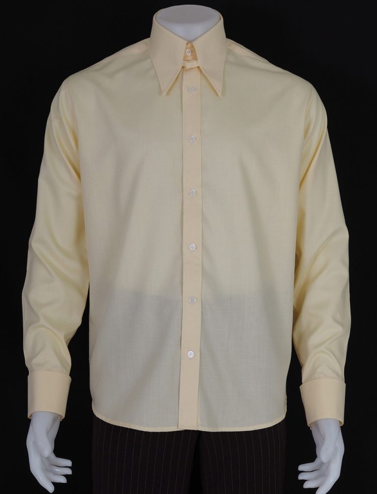 Mens Tab Collar Shirt UK - 1940s Ivory Tab Collar Shirt for Men