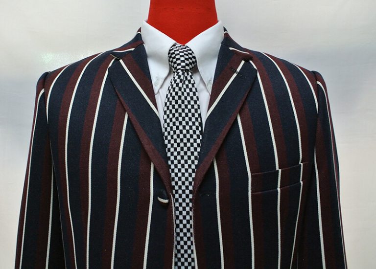 Boating Mod Blazer - Black and Burgundy Stripe of 60s Mod Fashion Men