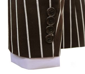 Brown Striped Boating Blazer - Bespoke 3 Button Style 60s Mod Clothing