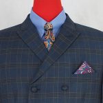 Double Breasted Mod Suit - Bespoke Navy Blue Check of 60s Mod Suit