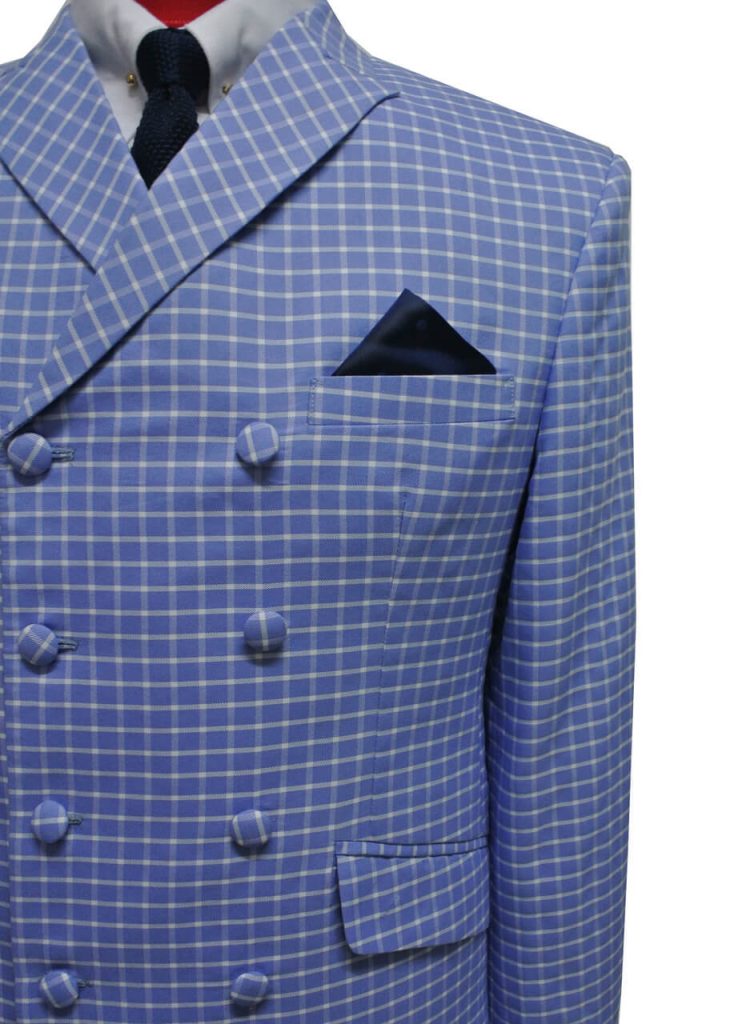 Double Breasted Mod Suit - Bespoke Vintage Sky Suit of 60s Mod Clothing UK